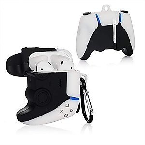 PS-5 Airpods Case, Protective Shockproof Case Cover Skins with Keychain Compatible with Apple AirPod 2 and 1