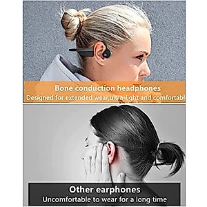 Bone Conduction Headphones Bluetooth 5.0,Wireless Open Ear Headphones with Built-in Mic,Sweatproof Sports Headset for Running and Workouts (Black-Gray)