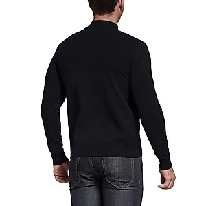 NITAGUT Mens Slim Fit Zip Up Mock Neck Polo Sweater Casual Long Sleeve Sweater and Pullover Sweaters with Ribbing Edge(Black-S)