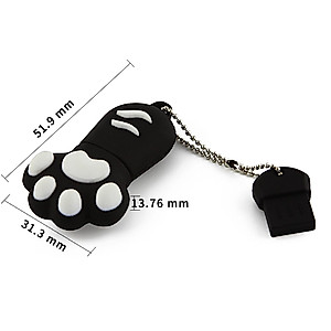 Usbkingdom 32GB USB 2.0 Flash Drive Cute Animal Cat Paw Shape Pen Drive Thumb Drives Jump Drive Memory Stick Pendrive Flash Disk (Black)