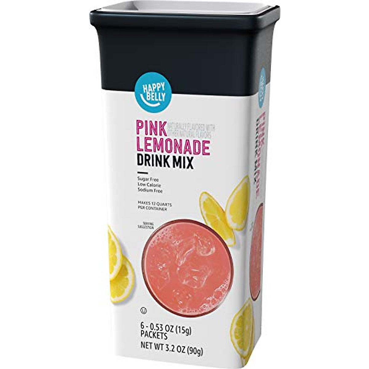 Amazon Brand - Happy Belly Drink Mix Singles, Pink Lemonade, 6- 0.53 oz, net wt 3.2 ounce (Pack of 1)