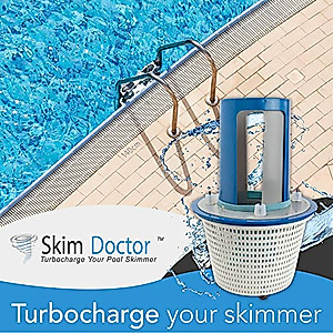 SkimDoctor 2.0 Pool Skimmer Basket Turbocharger With Non-corrosive Fittings | Includes Skimmer Sock For Easy Debris Removal | Fits Most Commercial Inground Pool Baskets | Decreases Pool Cleaning Times