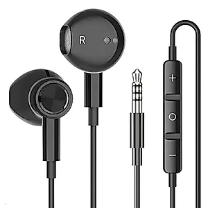 eMorevalue 3.5mm Earbuds Headphones for Galaxy A02S A03S A12 A22 A32 5G A51 A52 A71 A72 / Moto G Pure/OnePlus Nord N10 5G / TCL 20 SE/Nokia X100, Noise Canceling Wired Earphones with Microphone