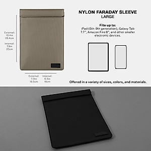 SLNT Faraday Bag Tablet Sleeve with Silent Pocket - Weatherproof Nylon, Signal Blocking Device Shielding for iPad, Samsung Galaxy Tab, Most Tablets, Travel, Privacy (Light Grey Nylon, Large)