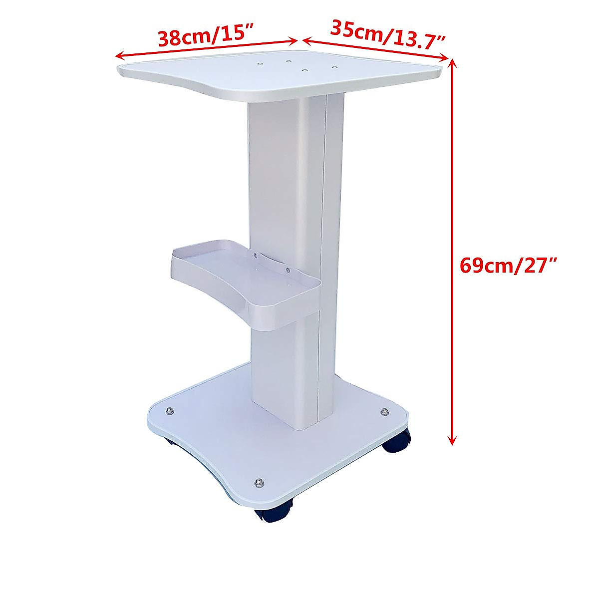Cozyel Beauty Rolling Trolley Cart Equipment Mobile Salon Spa Service Instrument Hairdressing Storage Tray Iron Frame White