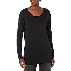 Amazon Essentials Women's Lightweight Long-Sleeve Crew Neck Tunic Sweater (Available in Plus Size), Black, Large