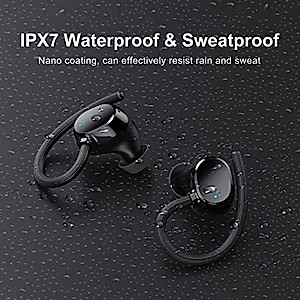 Wireless Earbuds, HiFi Stereo Sport Bluetooth 5.3 Headphones with Earhooks, 48H Deep Bass in-Ear Headphones with LED Display, Noise Cancelling, IP7 Waterproof Earphones Built-in Microphone for Running