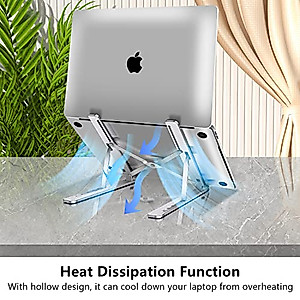 FOBELEC Laptop Stand, Aluminum Full Coverage Non-Slip Rubber Adjustable Ergonomic Portable Laptop Holder, Foldable Computer Stand 6 Angles Anti-Slip Laptop Riser Compatible with 4-17 inch Laptops