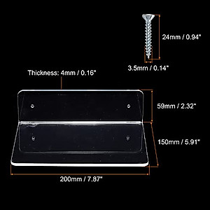 PATIKIL 7.87 x 5.91 Inch Acrylic Floating Shelf, Floating Wall Mounted Shelves for Bathroom Wall Decoration, Transparent