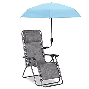 Lounge Chair Umbrella Shade - UPF 50+ 360 ° Adjustable - Universal Portable Chair Umbrella with Clamp for Patio Chair, Beach Chair, Stroller,Sport Chair, Wheel Chair and Wagon (Bule)