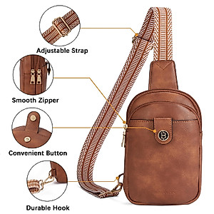 BOSTANTEN Small Sling Bag Crossbody Bags for Women Crossbody Trendy Purse Leather Chest Bag, Brown