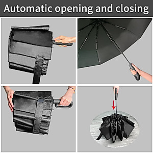 Dlin Windproof Travel Umbrella Automatic Umbrellas for Rain, 10 Ribs Compact Folding Umbrella for Rain, Large Umbrella, Portable Waterproof Umbrellas for Men and Women.