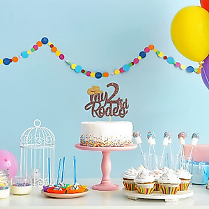 My 2nd Rodeo Cake Topper, Cowboy Cowgirl Theme Party Supplies, Western Kids First Rodeo Party/Baby Shower Decor, Happy 2 Years Old Birthday Party, Brown