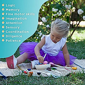 Ulanik Eggs and Spoons Toddler Montessori Toys for 1 Year Old + Kids Wooden Eggs Baby Matching Game for Learning Color Sorting and Counting — 12 pcs, 1.8 in