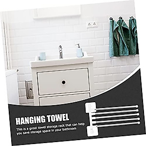 Zerodeko 5 Sets Rotating Towel Hanger Wall Hand Towel Rod Towel Display Rack Swivel Towel Bar Wall Towel Holder Wall Clothes Rack Wall Mounted Clothing Rack Multipurpose Towel Rack White Pp