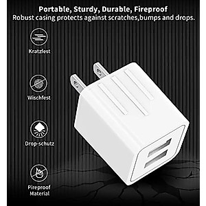 USB Wall Charger, tiavalmax 4-Pack 2.1A Dual Port USB Cube Power Adapter Charger Plug Block Charging Box Brick for iPhone,iPad,Samsung Galaxy,Google Pixel,Moto, LG, HTC, Motorola,Oneplus,Nokia,Kindle