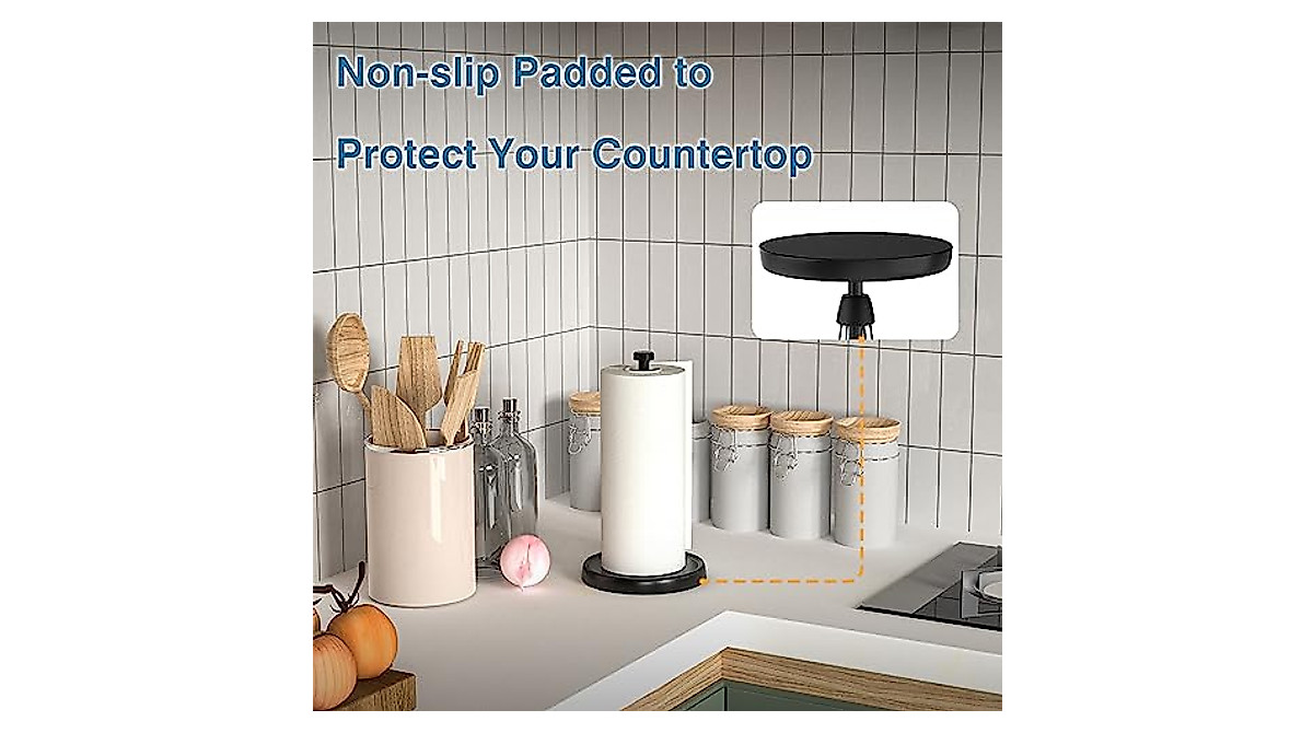 Swaitee Black Paper Towel Holder with One-Hand Tear Design