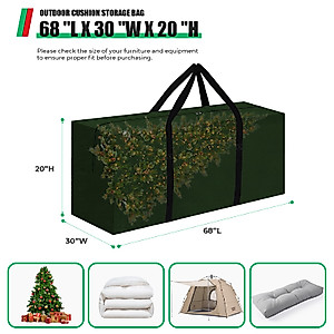 skyfiree Christmas Tree Storage Bag Fits Up to 12 Ft Tall Artificial Disassembled Trees, Heavy Duty 420D Waterproof Christmas Tree Bag Extra Large Xmas Tree Bag with Handles & Zipper (Green)
