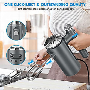Hand Mixer Electric, Mixer Electric Continuously Variable Speed Control Mixers Kitchen Handheld, Eject Button / 5 Stainless Steel Accessories/Turbo Boost/Self-Control Speed for Baking Cake Egg Cream Food Beater