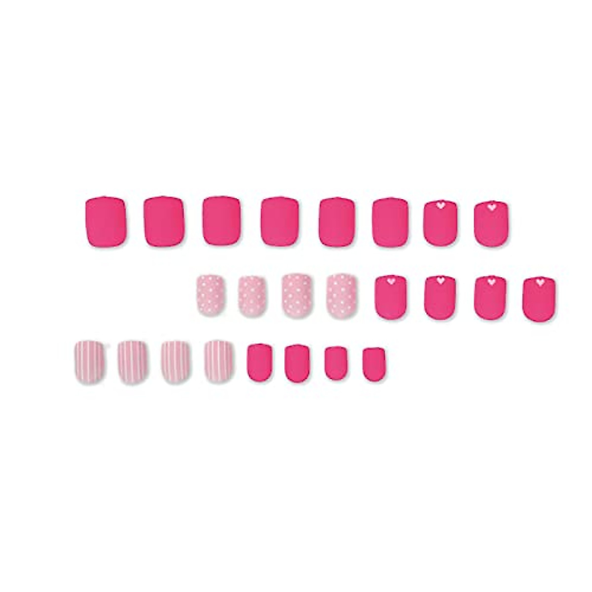 Gifts for Valentine`s Day Short square BARBIE Pinks Nails with love pattern, women Press on nail fashion false nail (BARBIE Pink)