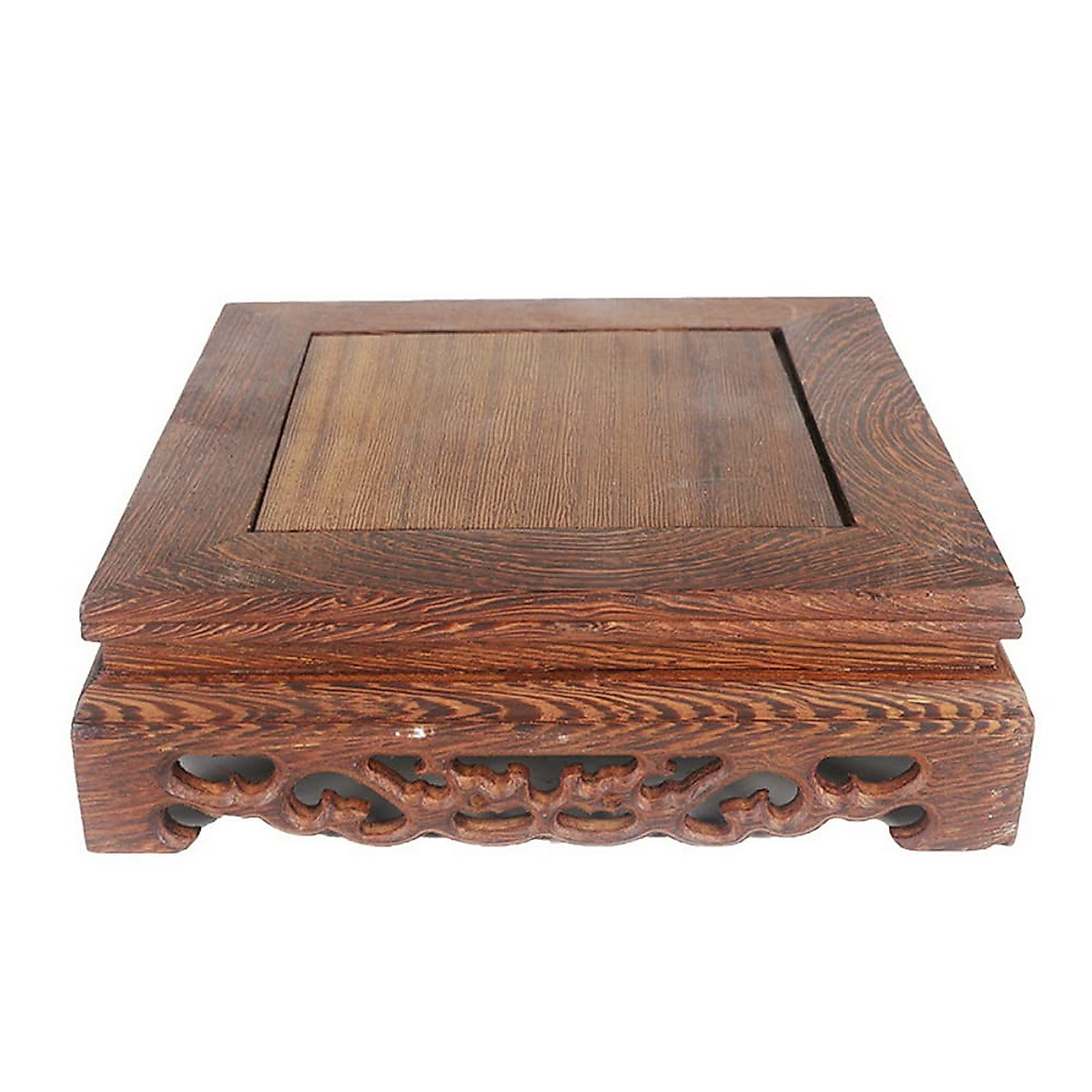 Chinese Wooden Rosewood Carved Base Square Vase Plant Fishbowl Sculpture Display Stand