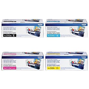 Brother TN-310 CMYK Toner Cartridge Set Black, Cyan/Magenta/Yellow, 4-Pack (BND00018)