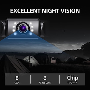 eRapta Backup Camera 4.3''HD 1080P Front Rear View Monitor kit IP69 Waterproof Night Vision DIY Grid Lines for Car Trucks RVs Tractors Bus Semi-Trailers Pickup A43