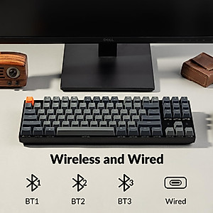 Keychron K8 Tenkeyless Wireless Mechanical Keyboard for Mac, White Backlight, Bluetooth, Multitasking, Type-C Wired Gaming Keyboard for Windows with Gateron G Pro Blue Switch