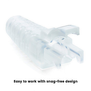 trueCABLE RJ45 Strain Relief Boots, Large 5.5 to 7.0mm Cut-to-Fit PVC Plug Cover, Transparent, 100 Pieces