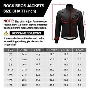 ROCKBROS Winter Cycling Jacket for Men Thermal Fleece Windproof Jacket Running Biking Hiking