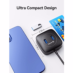 USB Hub, USB 3.0 Hub with 4 USB A Port 5Gbps, 1.8ft Extension Cable, Micro Charging Port, USB Splitter USB Expander for Laptop, HDD, Flash Drive, Macbook, XPS, PS5, TV, PC, Switch More [Universal]