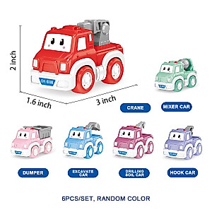 QXTTS Toddler Trucks Toys for 1 2 3 Year Old Boy Girl, with Sound and Light 7 in 1 Transport Vehicles Toy Set with 6 Different Small Toy Car, Gifts for Toddlers Age 1-3