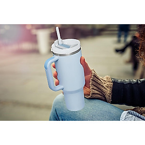 YOUEXPERT 30 oz Tumbler with Handle and Straw, Insulated Tumblers with Lid and Straw, 30oz Stainless Steel Cup Water Bottle Sports Travel Tumblers - Blue