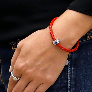 Evil Eye Leather Bracelet for Women-Stylish Protective Eye Bracelet Repels Negativity to Keep you Safe-Good Luck Protection-Made in USA our Beautiful Leather Evil Eye Jewelry Make Great Gifts - Red