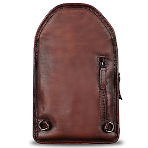 IVTG Genuine Leather Sling Bag for Men Vintage Crossbody Hiking Shoulder Bag Backpack Retro Cowhide Handmade Casual Daypack Purse Fanny Bag (Coffee)