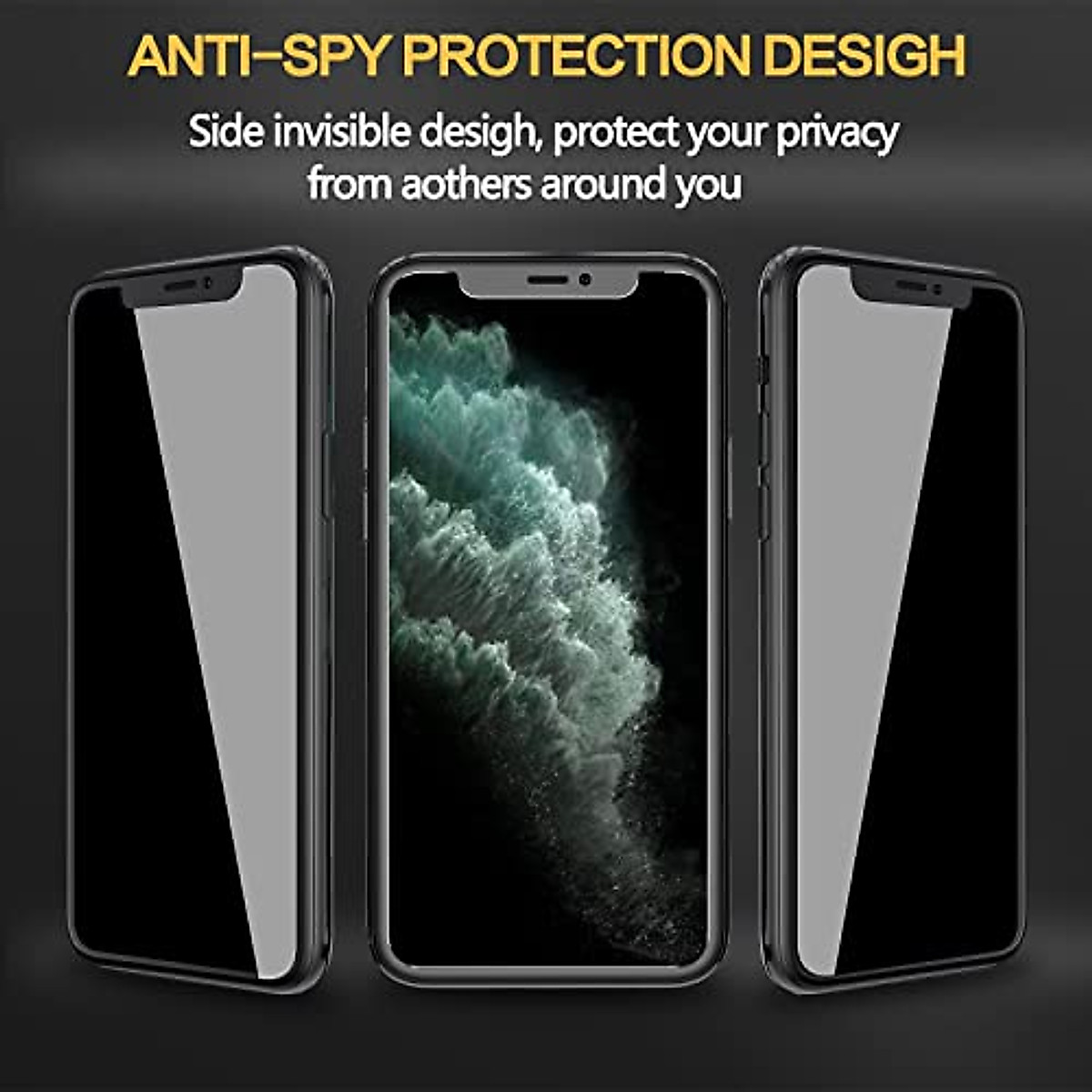 sorlnern [2+2 Pack] iPhone 11 Pro Privacy Screen Protectors with Camera Lens Protectors, Anti-Spy 9H Tempered Glass Film Screen Protectors for iPhone 11 Pro (5.8), Case Friendly, Bubble Free
