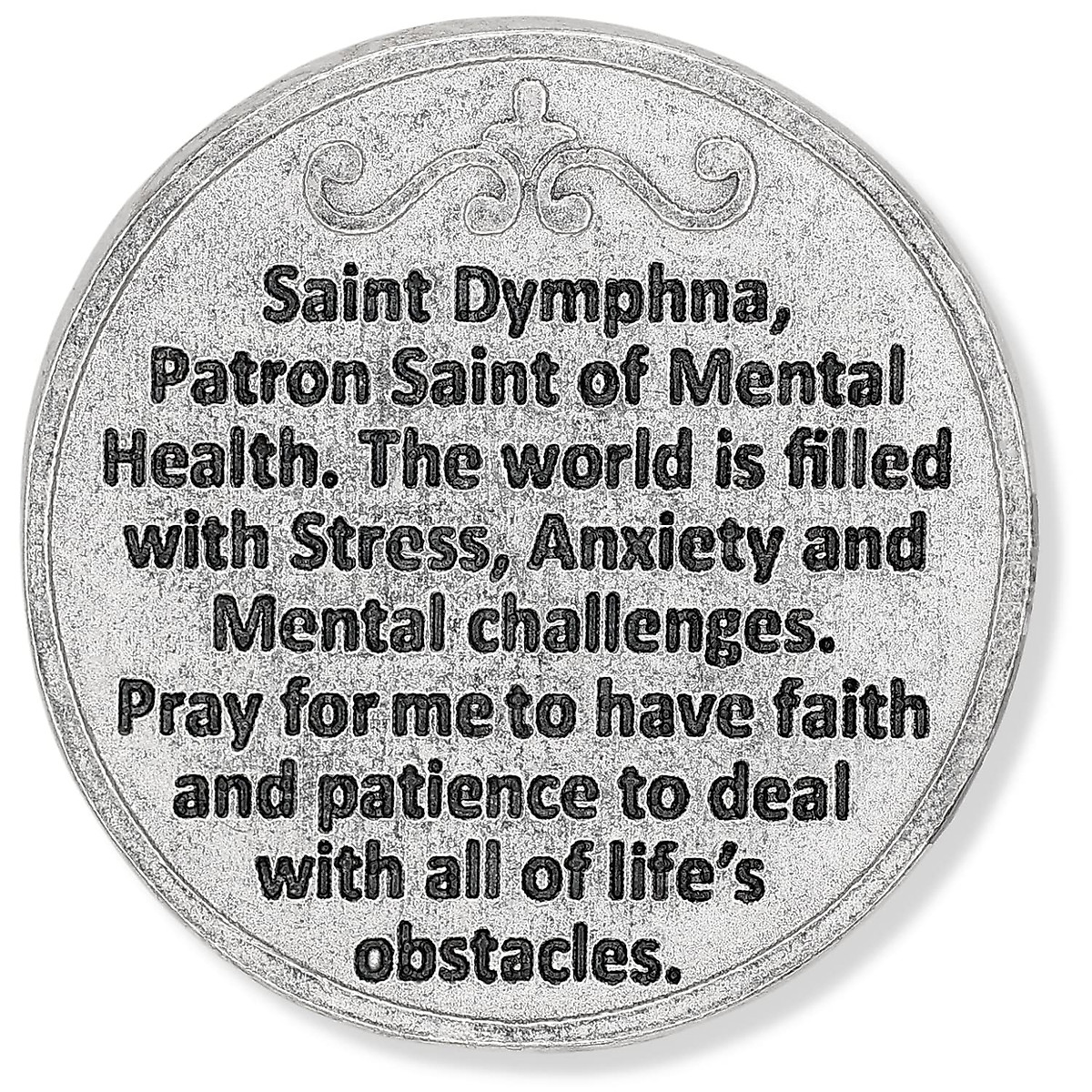 St St. Saint Dymphna Pocket Token Coin 1.2 with Prayer Catholic Patron Stress Anxiety Mental Health by Gifts Catholic, Inc.
