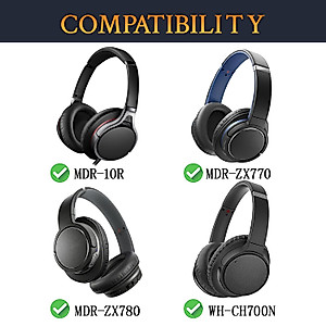 SOULWIT Replacement Ear Pads Cushions for Sony WH-CH700N (WHCH700N) & MDR-ZX780 (ZX780DC)/MDR-ZX770 (ZX770BN ZX770BT), Earpads for MDR-10R (10RNC 10RBT) Over-Ear Headphones (Titanium)