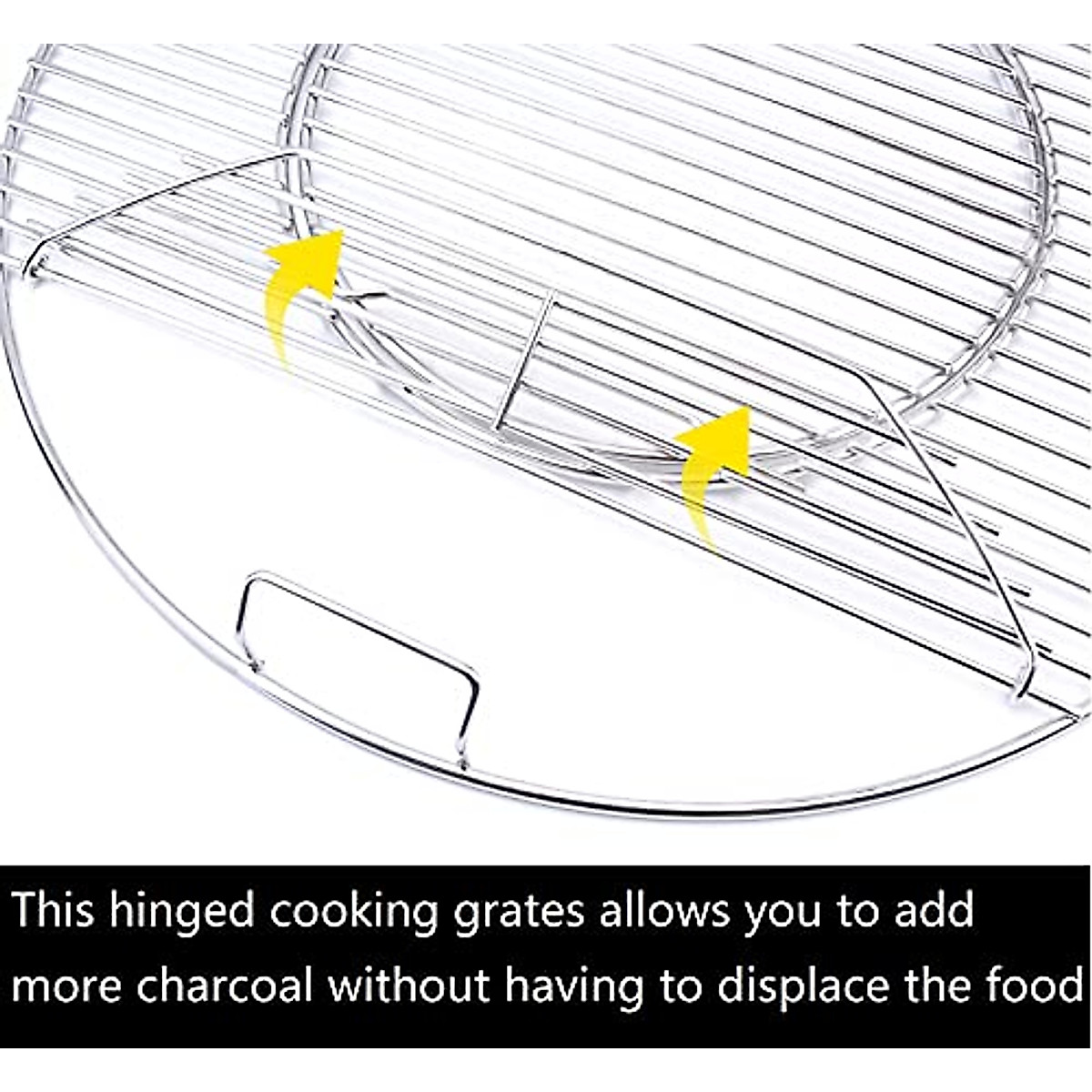 GasSaf Grill Grates Replacement for Weber 8835, 22.5 inch Charcoal Grills, Kettle, Performer, Master-Touch and Others, 21.5 Inches Gourmet BBQ System Hinged Stainless Steel Cooking Grate Grids