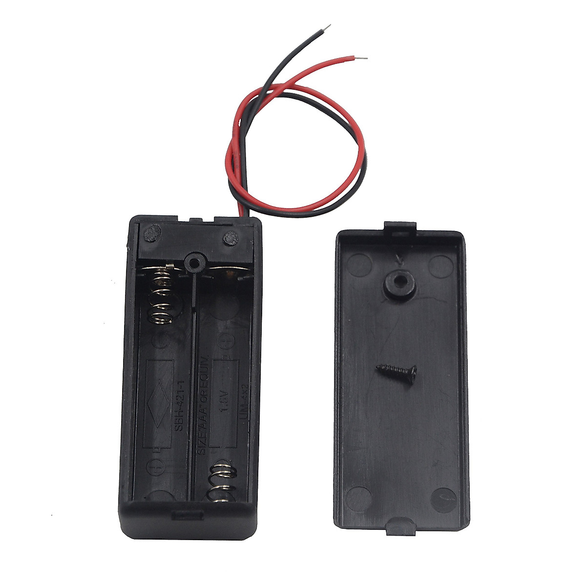 LAMPVPATH 5Pcs 2 AAA Battery Holder with Switch, 2X 1.5V AAA Battery Holder Case with Wire Leads and ON/Off Switch(5 Pack)