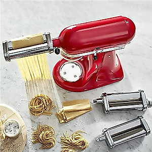 Pasta Kitchenaid Attachment Stainless Steel Pasta Maker for Kitchenaid Mixer, Includes Pasta Roller and Spaghetti Cutter, Fettuccine Cutter Stainless Steel Assecories