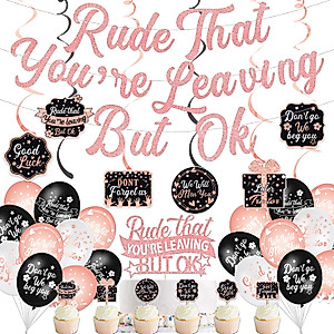 Rose Gold Rude That You're Leaving But OK Banner We Will Miss You Deorations Going Away Party Decorations Goodbye Party Decorations Farewell Decorations Party Coworker Leaving Decorations