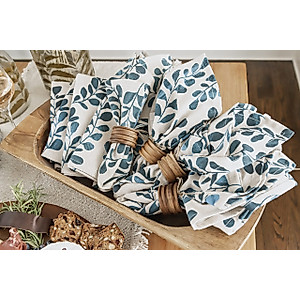 Mud Pie Leaf Napkin Set, Blue, 18" x 18"