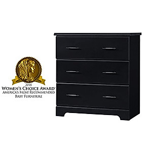STORK CRAFT Brookside 3 Drawer Dresser (Black) – Baby and Kids Bedroom Organizer, Nursery Chest, Storage Dresser With Drawers, Universal Design
