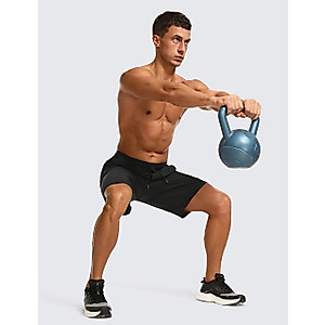 CRZ YOGA Men's Linerless Workout Shorts - 9'' Quick Dry Running Sports Athletic Gym Shorts with Pockets Black Large