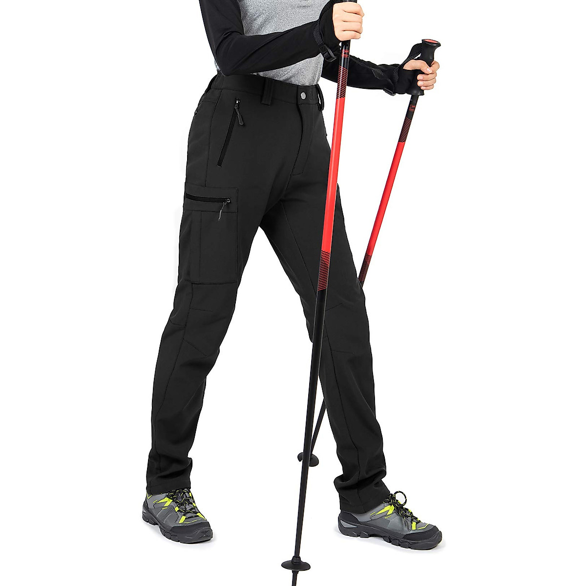 Wespornow Women's-Snow-Ski-Pants Fleece-Lined-Waterproof-Hiking-Pants Softshell Insulated Pants for Winter Outdoor Snowboard (Black, Medium)