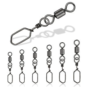 Lilistar 50pcs Fishing Swivels Snaps Rolling Connector Ball Bearing Snap Swivels Stainless High Strength Snap Swivels Quick Rolling Fishing Swivels Fishing Tackle