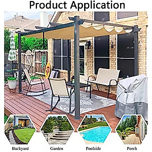 Pergola Shade Cover Wave Sail, Retractable Patio Sunscreen Canopy Permeable Mesh Fabrics Cloth Uv Blocking for Terrace Deck Gazebo (Color : Beige, Size : 0.5x4m)