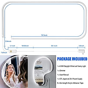 MY BEAUTY LIGHT LED Vanity Lights, 6000K Dimmable Daylight White Vanity Mirror Lights, 6.56FT Bright Makeup Light, ELT Approval 24V Stick on Lights for Bathroom Mirror, Full Length Mirror, Wall Mirror