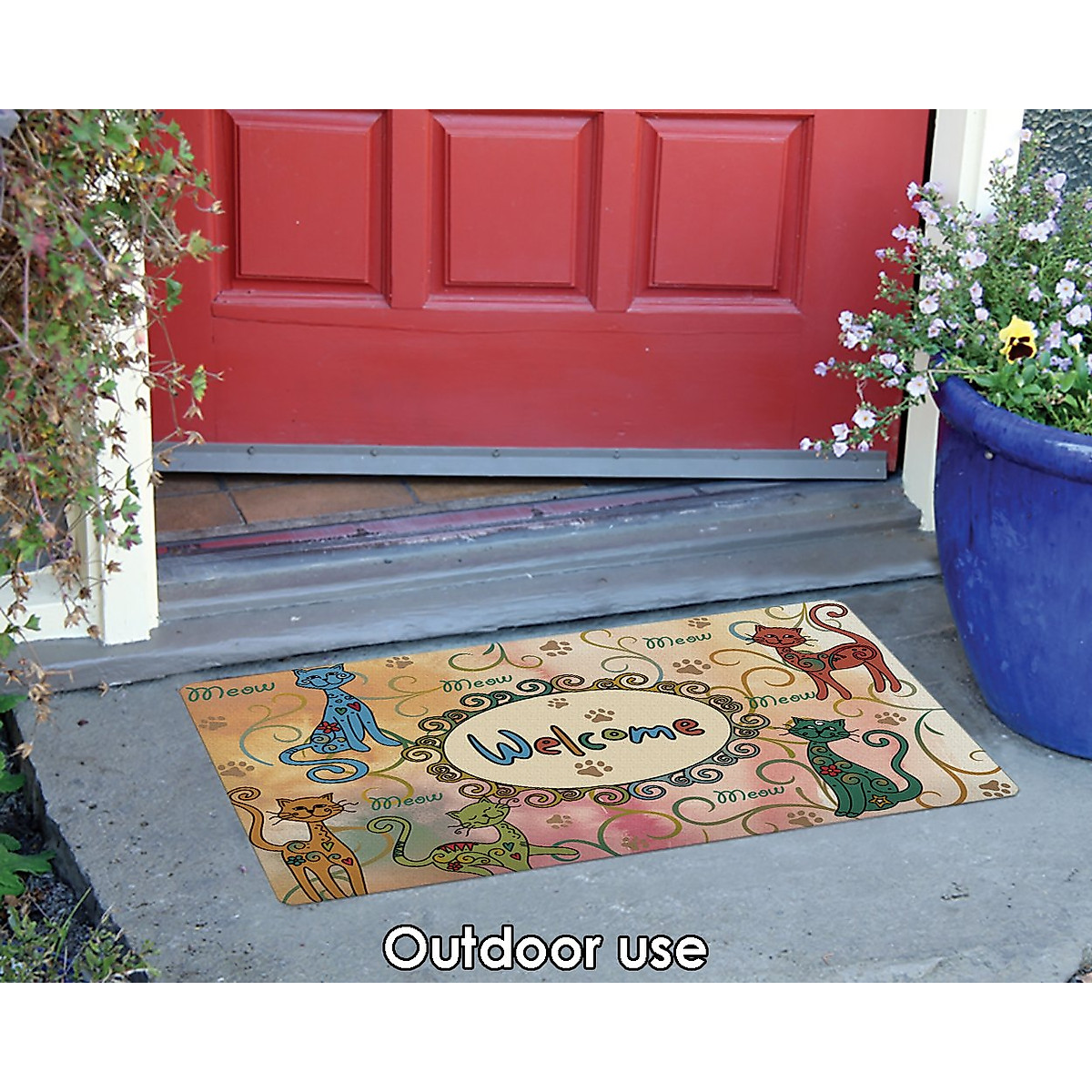 Toland Home Garden 800084 Meow Welcome Cat Door Mat 18x30 Inch Outdoor Doormat for Entryway Indoor Entrance